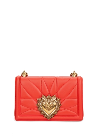 Dolce&Gabbana Kadın Devotion Medium Kırmızı Deri Omuz Çantası EU