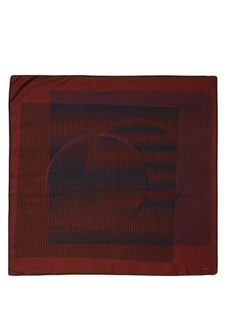 Pal Zileri Erkek Bordo Geometrik Desenli İpek Atkı EU