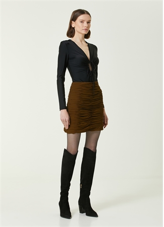 Khaite Kadın Yeşil Drapeli Mini Etek 4 US