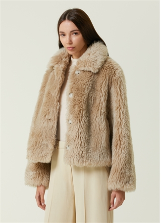 Meteo by Yves Salomon Kadın Bej Yün Mont 40 FR