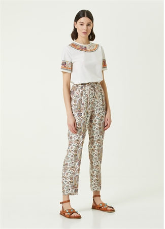 Etro Kadın Beyaz Beli Kordonlu Etnik Desenli Pantolon 44 IT Etro Kadın Beyaz Beli Kordonlu Etnik Desenli Pantolon 44 IT