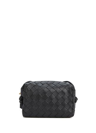 Bottega Veneta Kadın Siyah Örgü Dokulu Deri Omuz Çantası EU