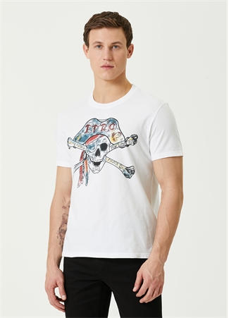 Etro Erkek Beyaz Bisiklet Yaka Baskılı T-shirt S EU Etro Erkek Beyaz Bisiklet Yaka Baskılı T-shirt S EU