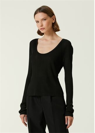 Toteme Kadın Siyah U Yaka Kazak S EU