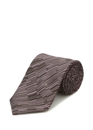 Pal Zileri Erkek Kahverengi Çizgili İpek Kravat EU
