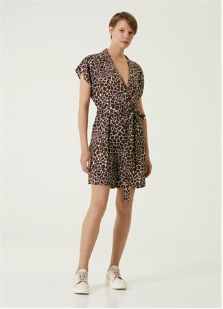 Beymen Club Kadın Kahverengi Desenli Kruvaze Mini Tulum 34