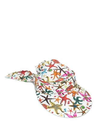 Versace Kadın Beyaz Yıldız Desenli İpek Şapka 58 EU