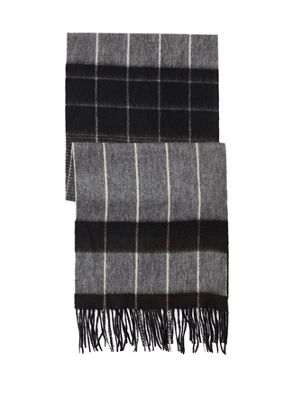 Beymen Club Erkek Gri Siyah Ekose Desenli Yün Atkı EU Beymen Club Erkek Gri Siyah Ekose Desenli Yün Atkı EU