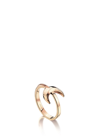 Mevaris Kadın Rose Gold Ay Detaylı Altın Rengi Yüzük Pembe EU