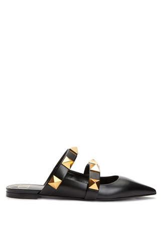 Valentino Garavani Kadın Siyah Deri Terlik 36 Eu