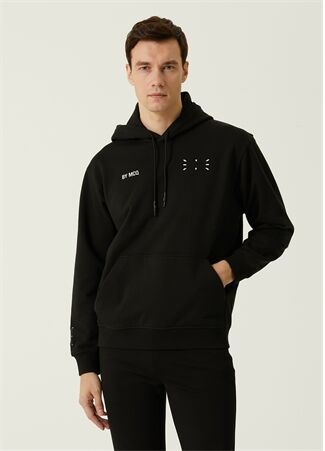 MCQ Erkek Siyah Kapüşonlu Baskılı Logolu Sweatshirt S EU