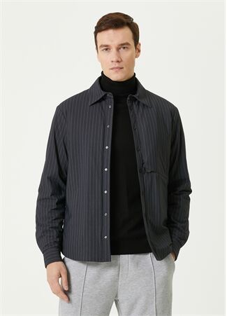 Sease Erkek Koyu Gri Çizgili Dış Gömlek M EU Sease Erkek Koyu Gri Çizgili Dış Gömlek M EU