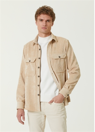 Beymen Club Erkek Comfort Fit Bej Kadife Dış Gömlek L Beymen Club Erkek Comfort Fit Bej Kadife Dış Gömlek L