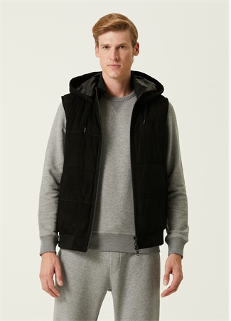 Beymen Collection Erkek Siyah Kapüşonlu Süet Yelek 58 IT Beymen Collection Erkek Siyah Kapüşonlu Süet Yelek 58 IT