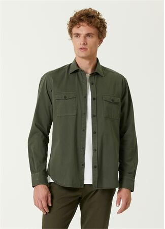Beymen Club Erkek Comfort Fit Haki Gabardin Gömlek S