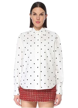 Valentino Kadın Beyaz Payetli Puantiye Desenli Gömlek 42 IT