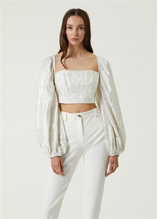 Significant Other Kadın Roselle Ekru Metalik Çiçek Jakarlı Bluz Beyaz 2 US Significant Other Kadın Roselle Ekru Metalik Çiçek Jakarlı Bluz Beyaz 2 US