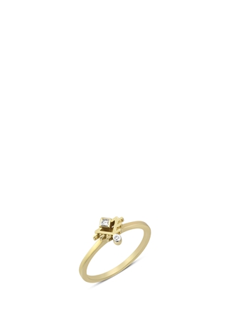 Baguette Kadın Minion Etnik Altın Rengi Yüzük EU