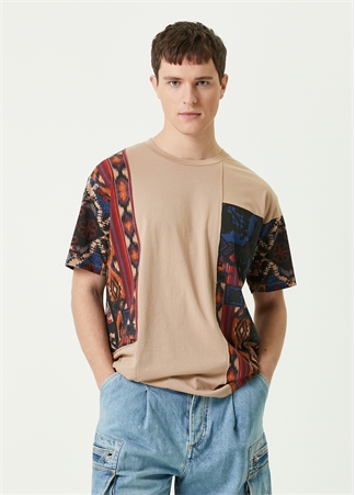 Balmain Erkek Bej Etnik Desen Detaylı T-shirt Kırmızı S EU