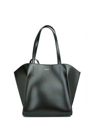 Network Kadın Siyah Logolu Deri Omuz Çantası EU