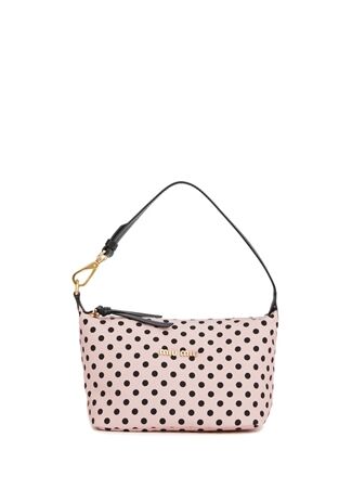 Miu Kadın Pembe Siyah Puantiyeli Deri Çanta EU Miu Kadın Pembe Siyah Puantiyeli Deri Çanta EU