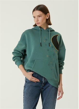 Look Project Kadın Moon Light Sweatshirt Yeşil M EU Look Project Kadın Moon Light Sweatshirt Yeşil M EU