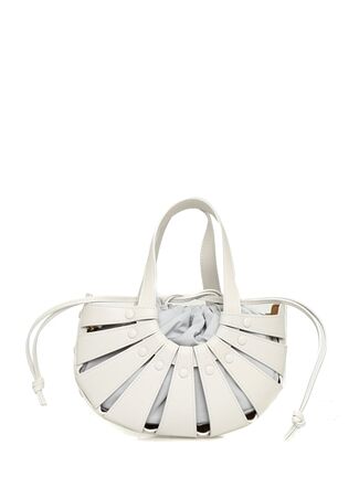 Bottega Veneta Kadın The Shell Beyaz Deri Omuz Çantası EU Bottega Veneta Kadın The Shell Beyaz Deri Omuz Çantası EU