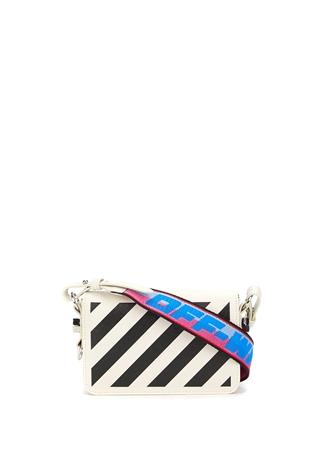 Off-White Kadın Beyaz Verev Çizgili Logolu Deri Omuz Çantası EU Off-White Kadın Beyaz Verev Çizgili Logolu Deri Omuz Çantası EU