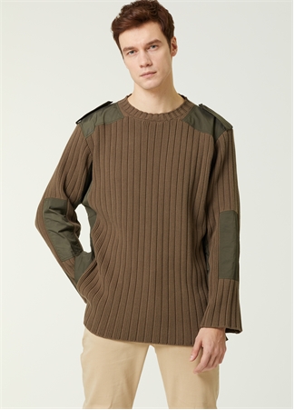 Valentino Erkek Haki Omuzu Apoletli Garni Detaylı Kazak M EU