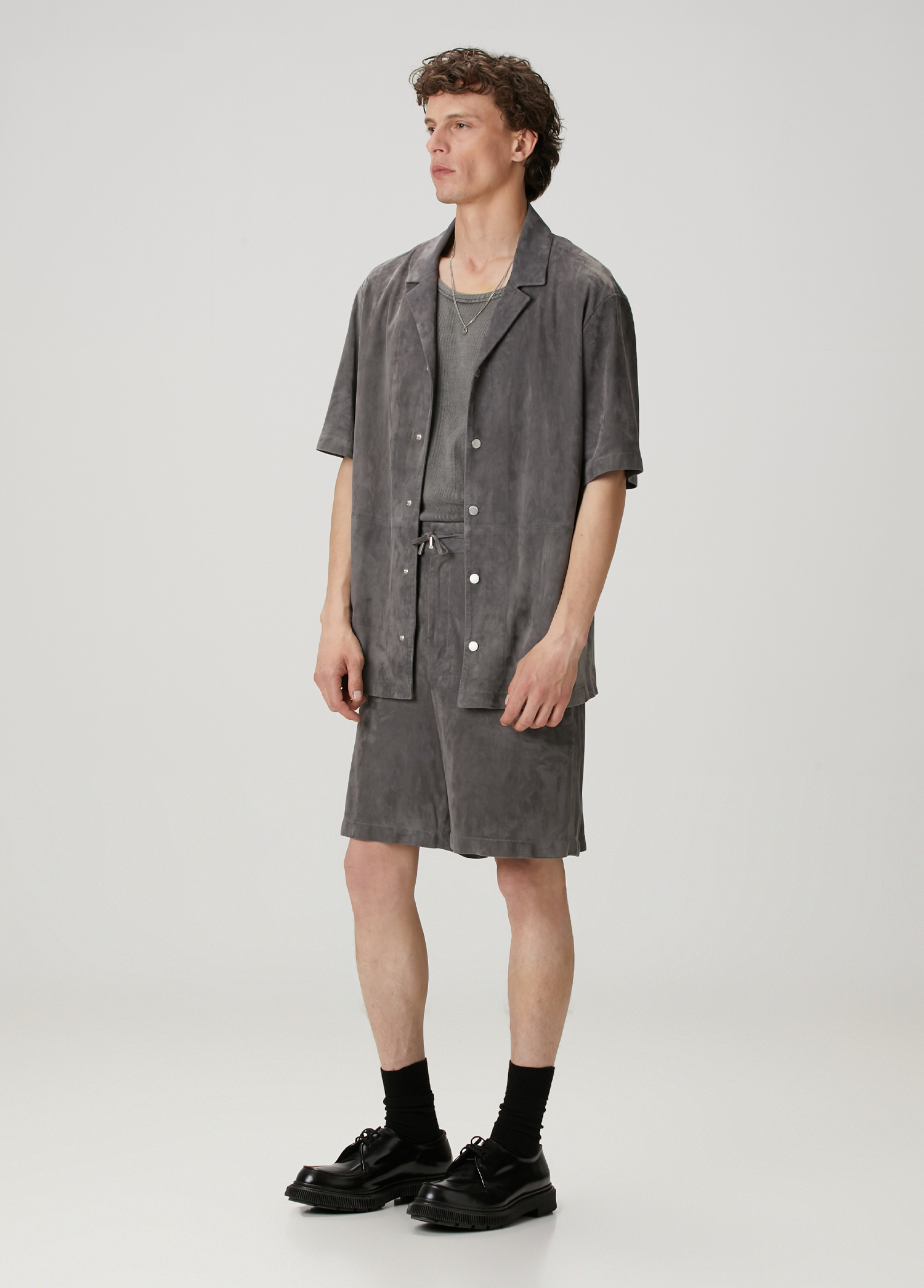 Gray Academia Gray Men Grey Suede Shorts 1637782 | Beymen