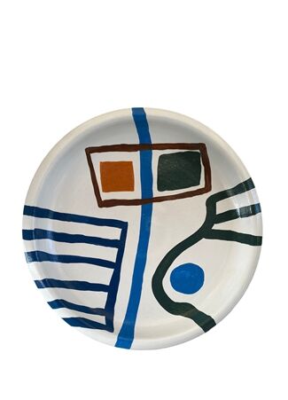 Eye Sicilia Oliva Karışık Desenli Toprak Dekoratif Tabak Beyaz