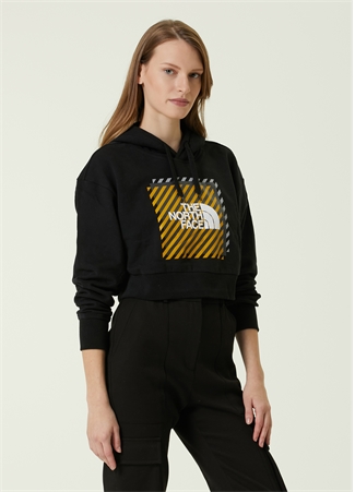 The North Face Kadın Siyah Kapüşonlu Logolu Crop Sweatshirt L EU The North Face Kadın Siyah Kapüşonlu Logolu Crop Sweatshirt L EU