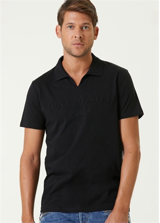 Balmain Erkek Siyah Polo Yaka Kabartmalı Logolu T-shirt L EU Balmain Erkek Siyah Polo Yaka Kabartmalı Logolu T-shirt L EU
