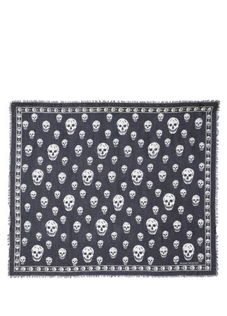 Alexander McQueen Kadın Siyah Kurukafa Desenli Şal EU