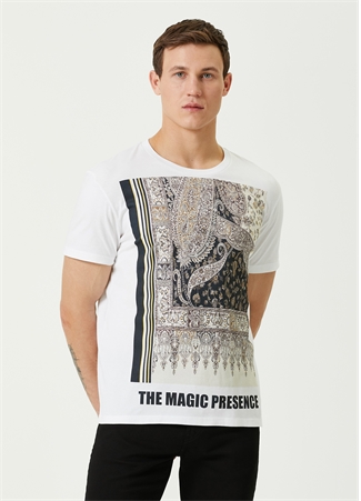 Etro Erkek Beyaz Bisiklet Yaka Baskılı T-shirt S EU Etro Erkek Beyaz Bisiklet Yaka Baskılı T-shirt S EU