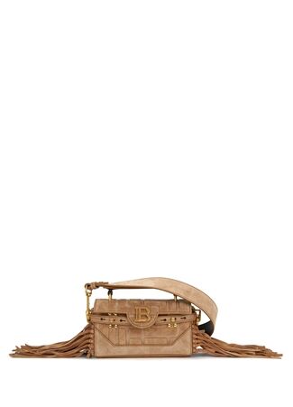 Balmain Kadın B Buzz 9 Bej Süet Omuz Çantası EU Balmain Kadın B Buzz 9 Bej Süet Omuz Çantası EU