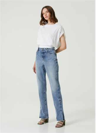 Frame Denim Kadın Le Drew Pili Detaylı Jean Pantolon Mavi 26 US Frame Denim Kadın Le Drew Pili Detaylı Jean Pantolon Mavi 26 US