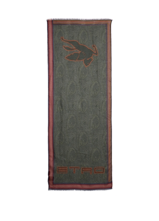 Etro Erkek Yeşil Etnik Desenli Logo Detaylı Atkı EU Etro Erkek Yeşil Etnik Desenli Logo Detaylı Atkı EU