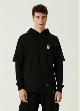 Off-White Erkek Siyah Kapüşonlu Logolu Kol Detaylı Sweatshirt S EU Off-White Erkek Siyah Kapüşonlu Logolu Kol Detaylı Sweatshirt S EU