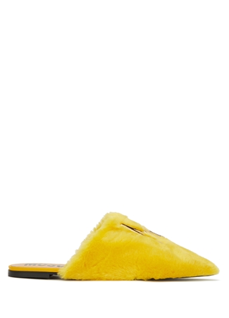 Moschino Kadın Sarı Logolu Peluş Terlik 38 EU