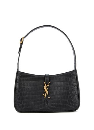 Kadın Siyah Krokodil Dokulu Deri Omuz Çantası EU