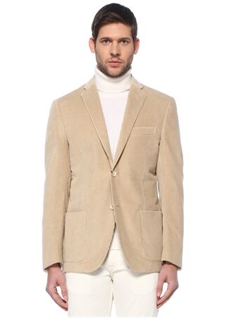 Corneliani Erkek Bej Kelebek Yaka Kadife Ceket 52 IT