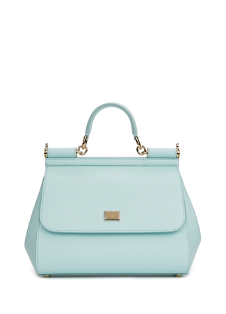 Dolce&Gabbana Kadın Sicily Medium Mavi Deri Omuz Çantası EU