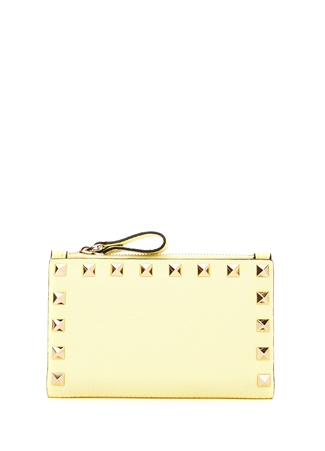 Valentino Garavani Kadın Rockstud Sarı Deri Cüzdan Eu