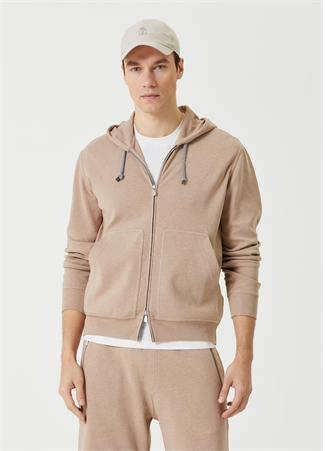 Brunello Cucinelli Erkek Camel Kapüşonlu Sweatshirt Kahverengi S EU Brunello Cucinelli Erkek Camel Kapüşonlu Sweatshirt Kahverengi S EU