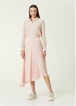 Fendi Kadın Pembe Logo Jakarlı Asimetrik İpek Etek 40 It Fendi Kadın Pembe Logo Jakarlı Asimetrik İpek Etek 40 It