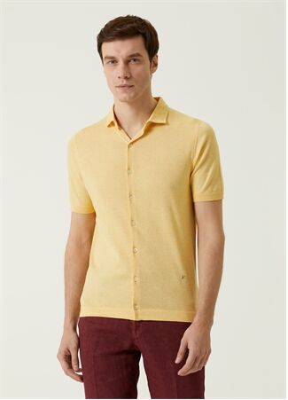 Isaia Erkek Sarı Polo Yaka Kısa Kollu Triko XL EU Isaia Erkek Sarı Polo Yaka Kısa Kollu Triko XL EU