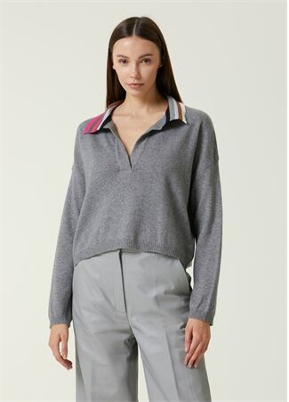 Pia Brand Kadın Gri Polo Yaka Kazak M/L EU