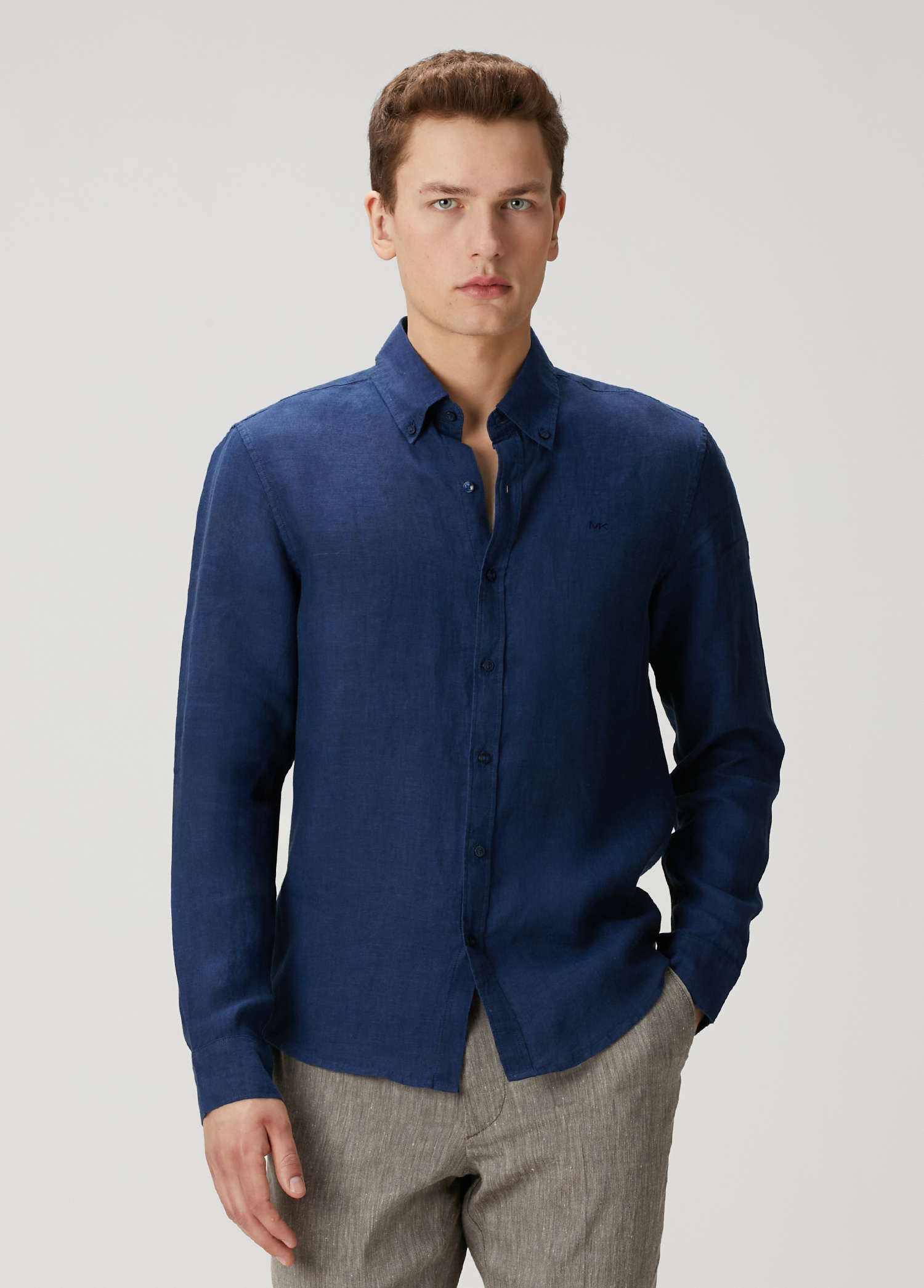 Michael Kors - Koyu Lacivert Keten Gömlek - Koyu Lacivert