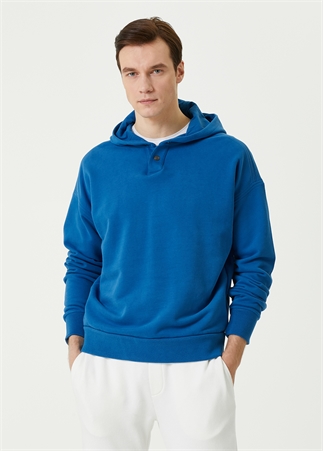 Z Zegna Erkek Mavi Kapüşonlu Logolu Sweatshirt S Eu Z Zegna Erkek Mavi Kapüşonlu Logolu Sweatshirt S Eu